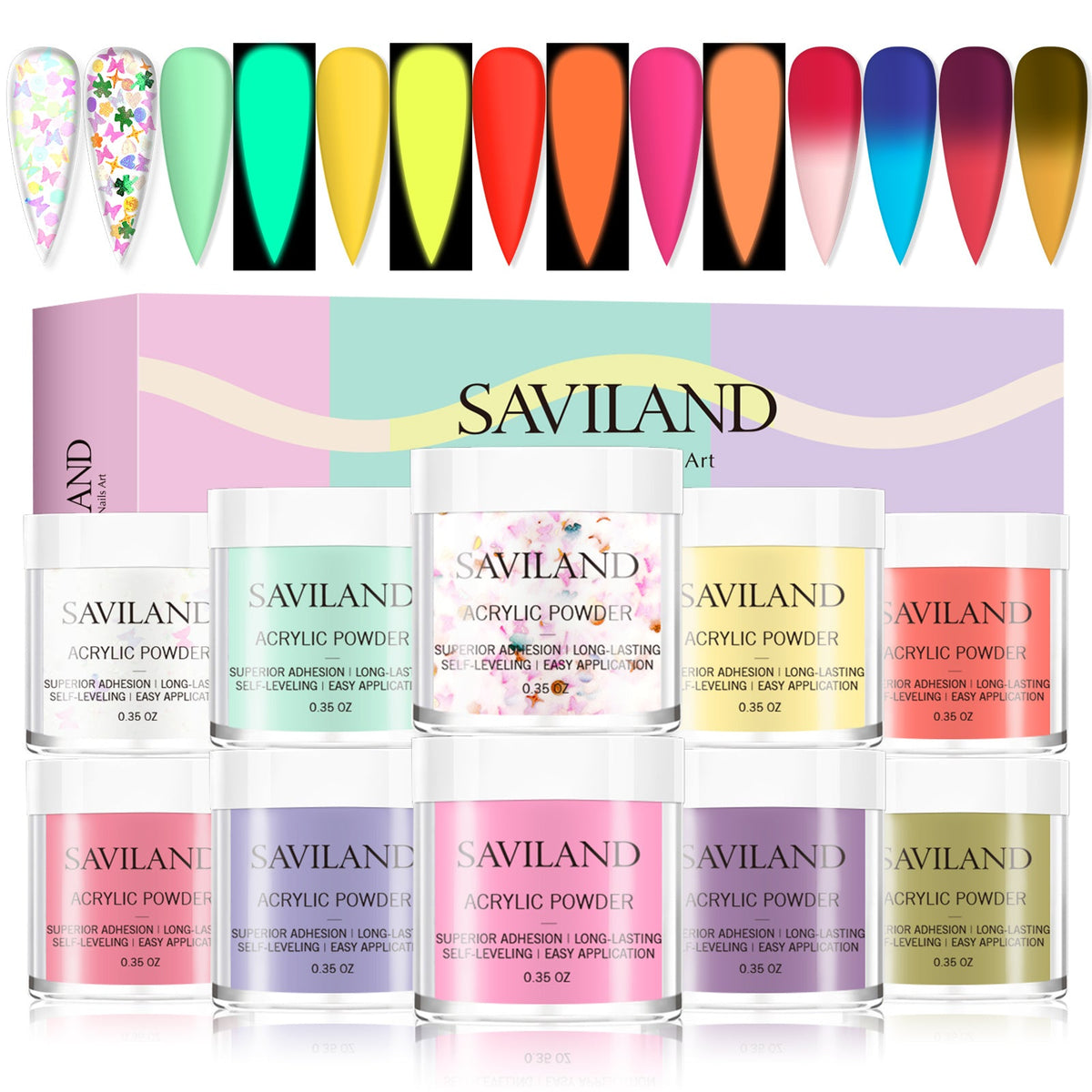 10 Colors Acrylic Powder Set – Saviland Global