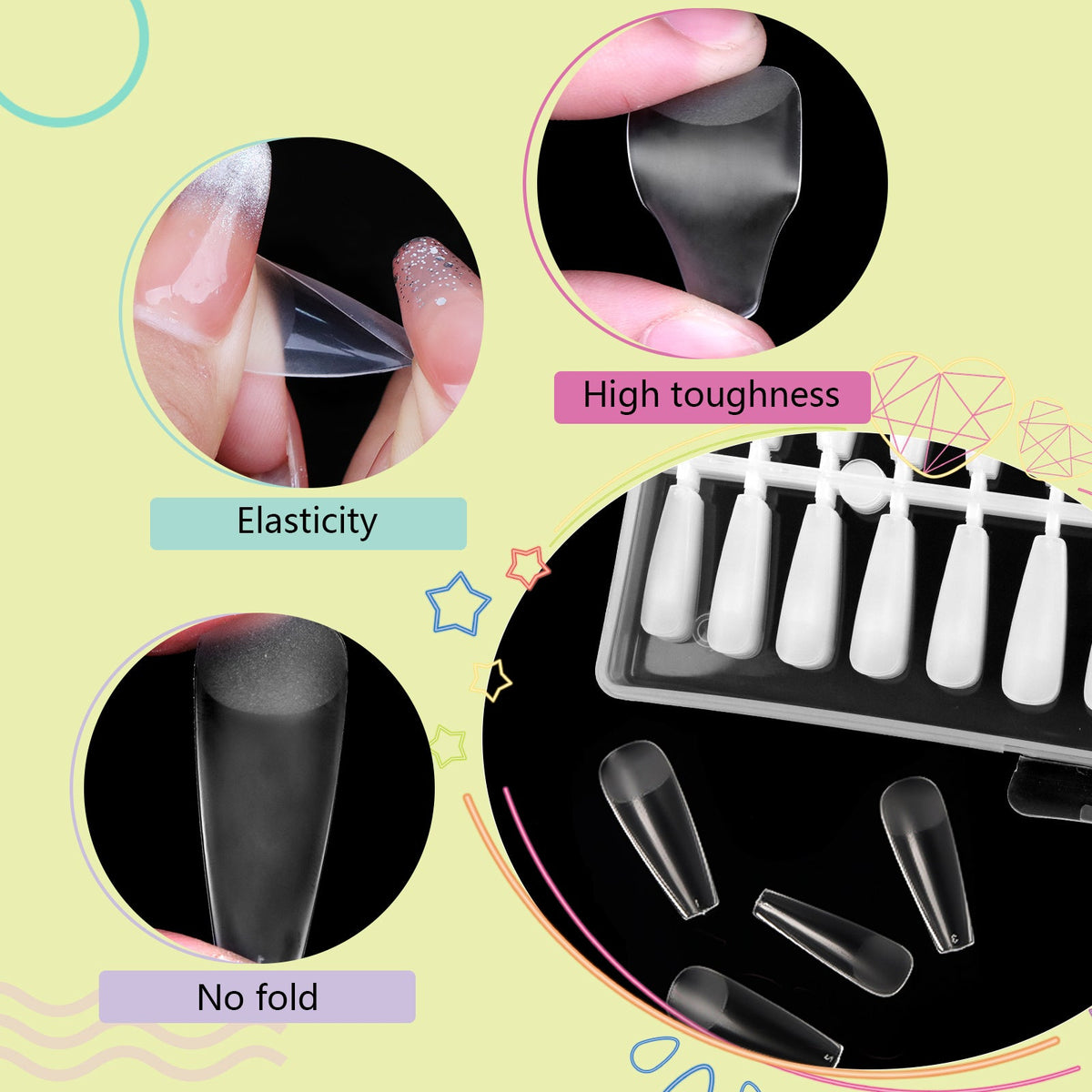 240pcs T-Type Matte Long Nail Tips Full/Half Cover Acrylic Nail Tips ...